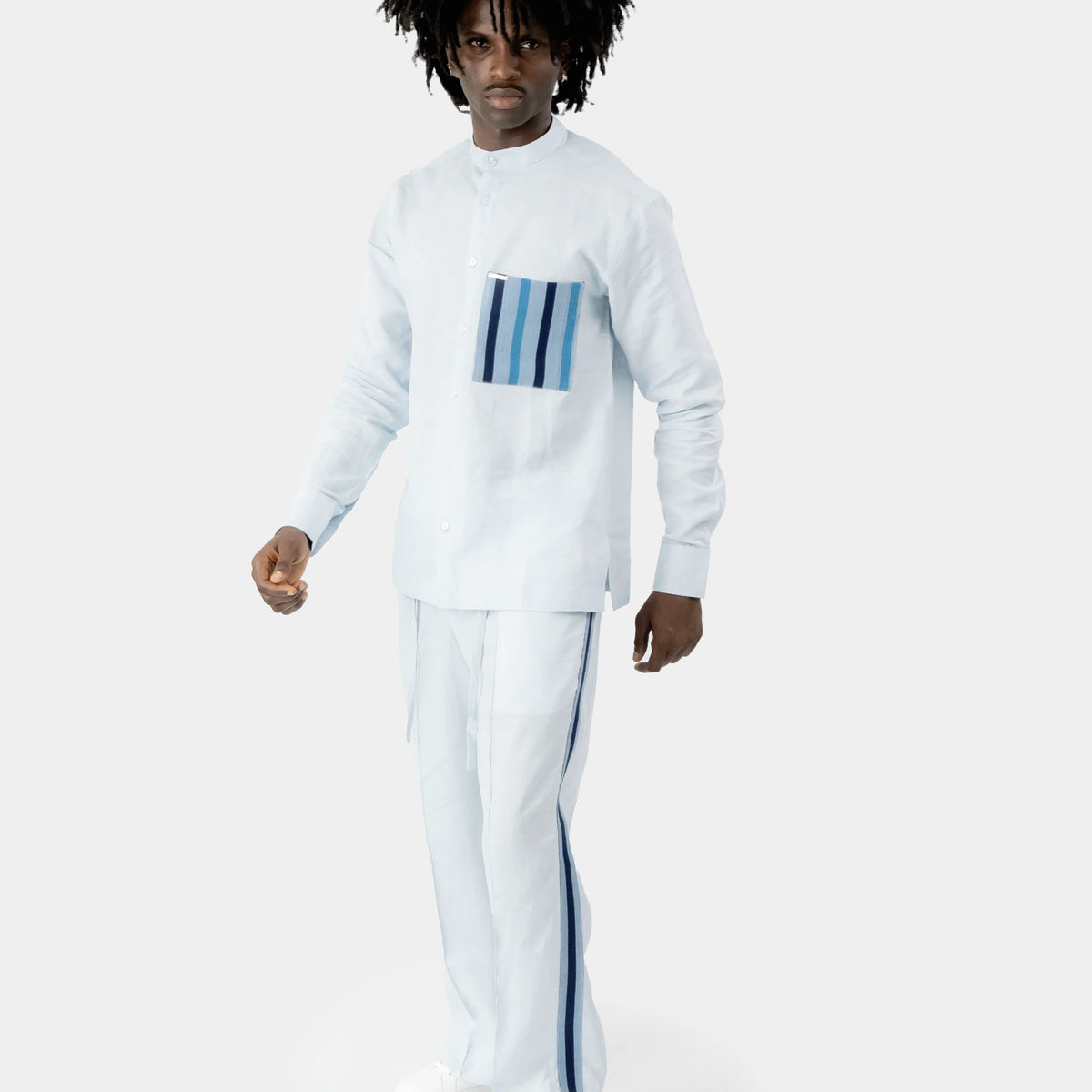 Powder-blue Aso-Oke Linen Pants – Magnum Man